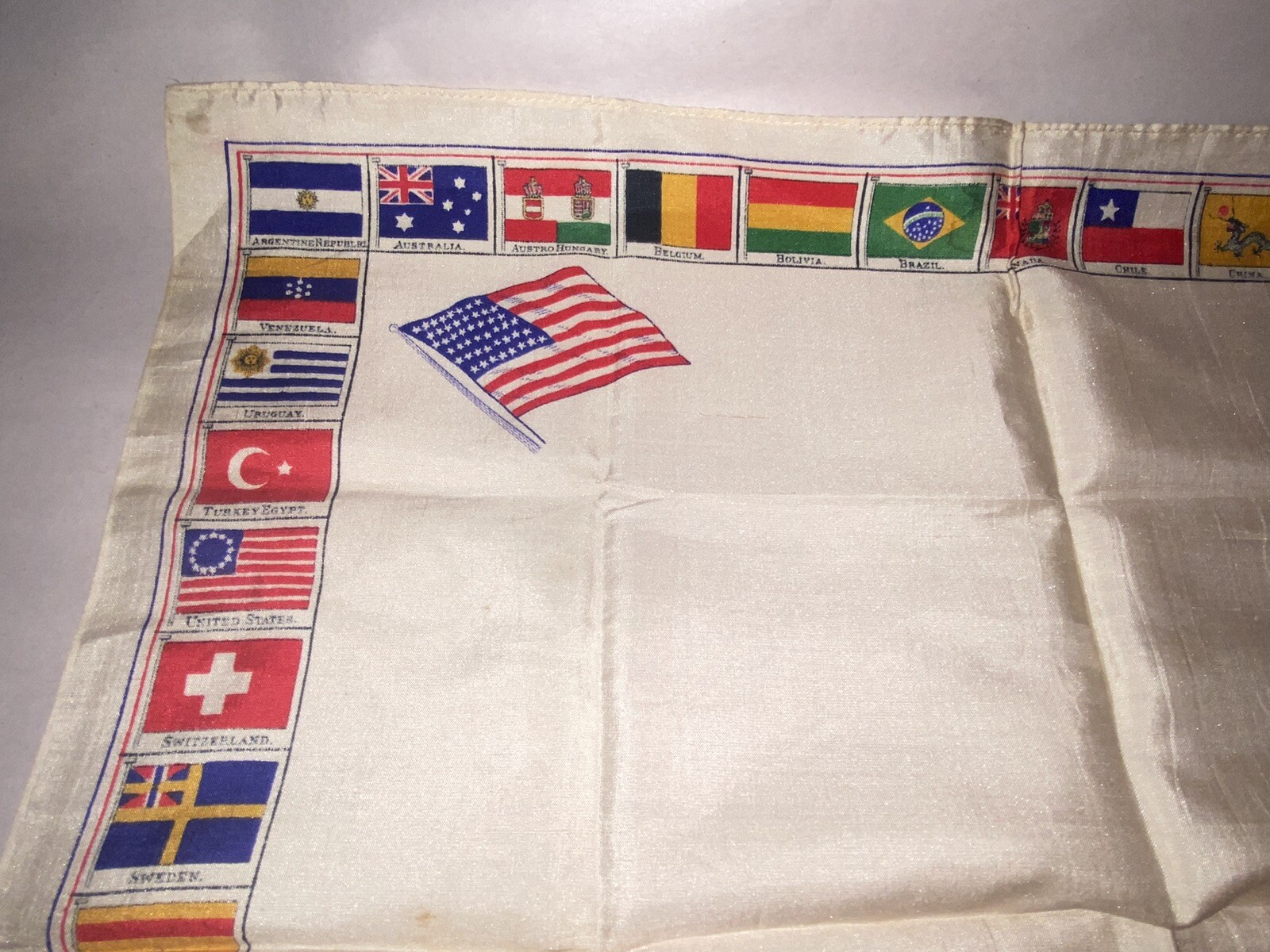 1920’s Silk Political Handkerchief American Flags And Other Country’s ...