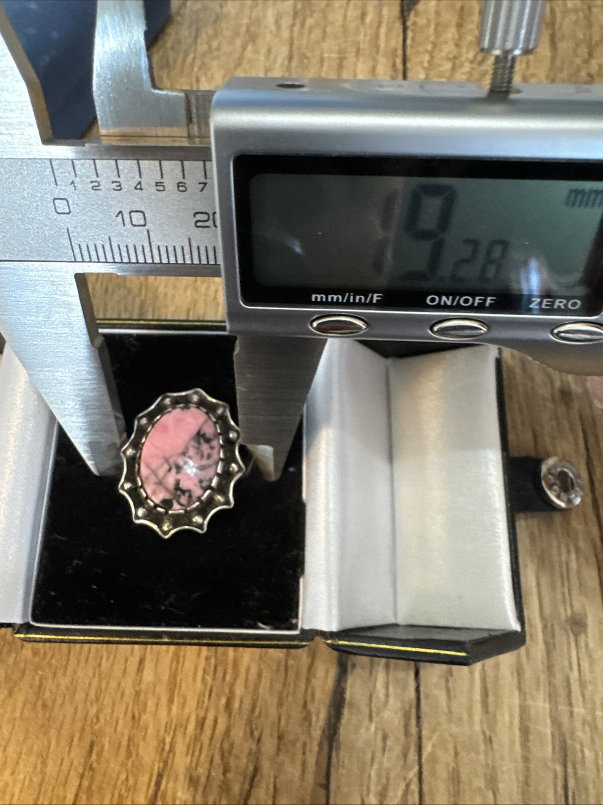 VTG Sterling Silver Rhodonite cabochon gemstone Pink Ring Sz.7 Unique ...