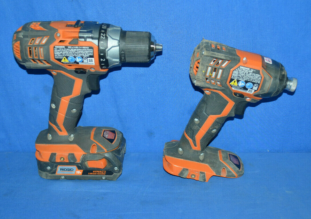 RIDGID R86008 R86034 18v Drill Driver & Impact Driver With Battery ...