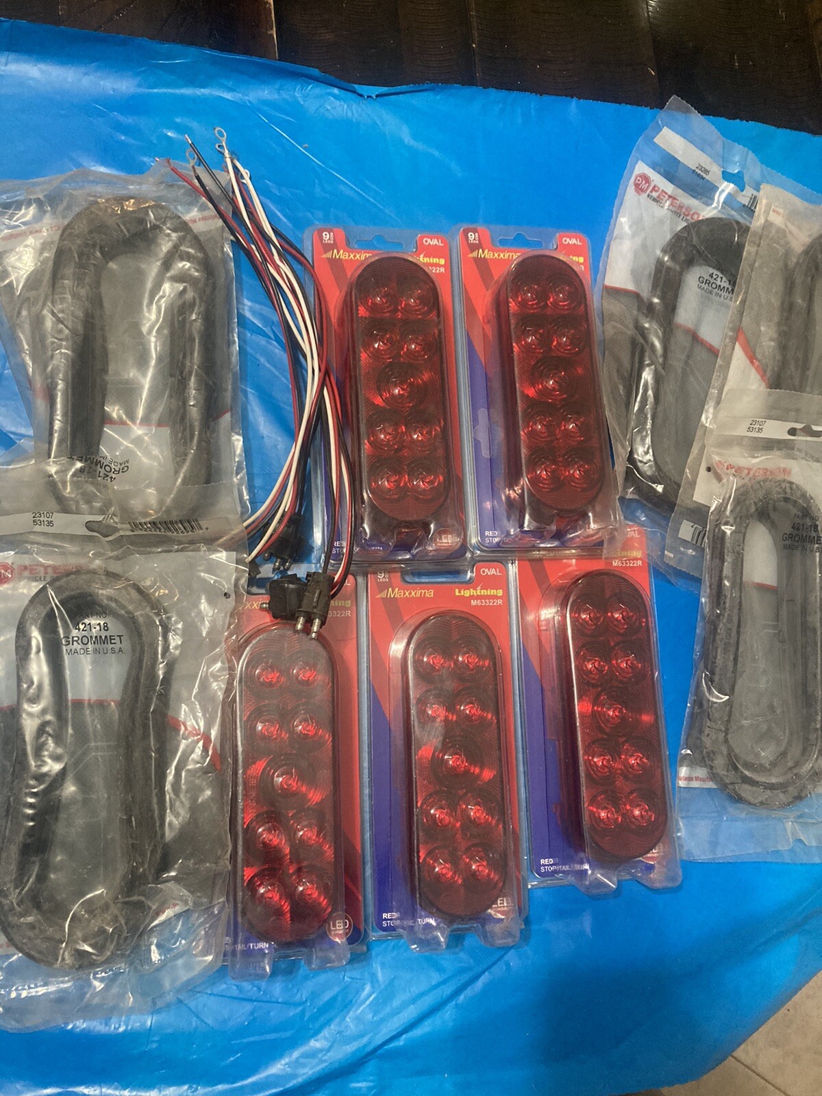 Lot Of 5 Maxxima M63322R Red Oval Stop/ Turn/ Tail Light 9 LED W/plugs ...