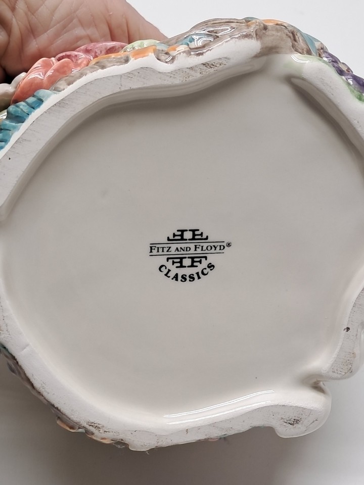 Fitz and Floyd Woodland Spring Rabbit Teapot Ceramic Easter Flowers 8-3 ...