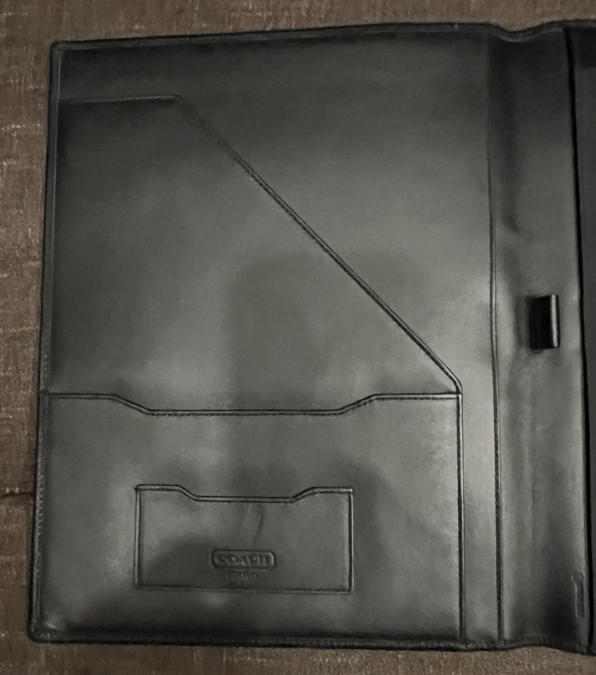Coach Black Leather Document Holder Portfolio Padfolio Organizer ...