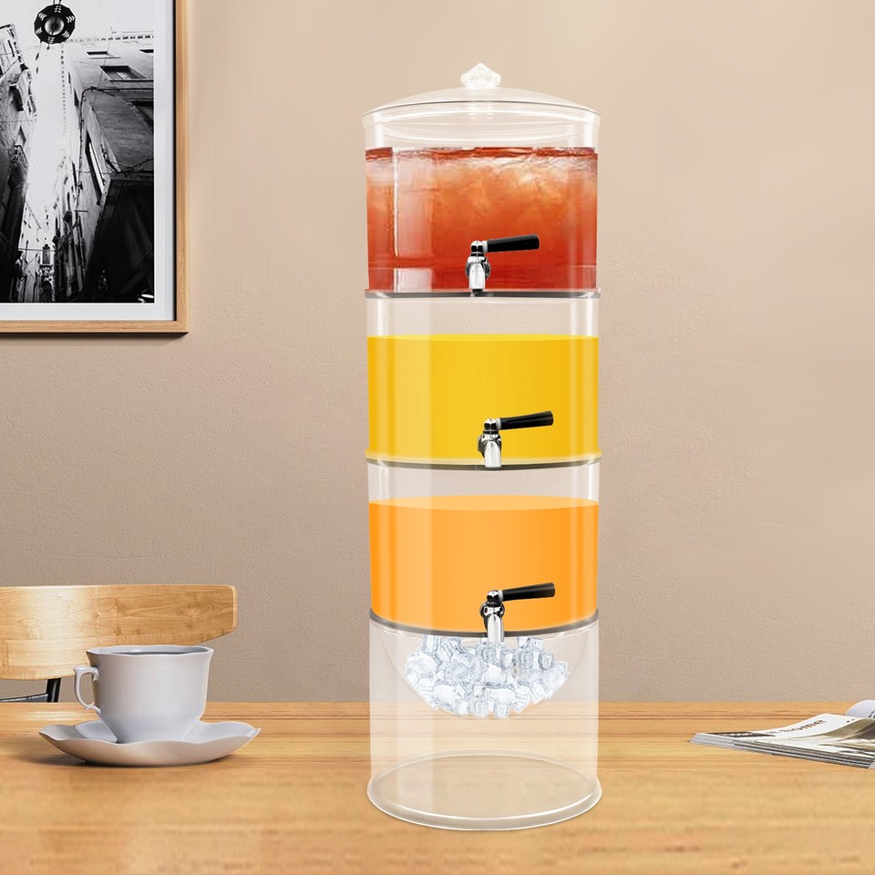 3-Tier Beverage Dispenser, Clear Beverage Dispenser with Faucets | eBay