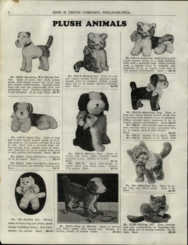 1931 PAPER AD Toy Plush Stuffed Animal Jingle Teddy Bear Cat Dog ...