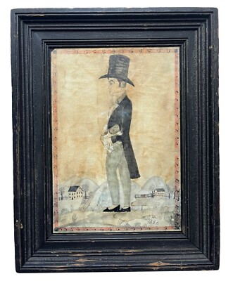 RARE dated 1856 Antique FRAKTUR Folk Art Primitive Painting Watercolor ...