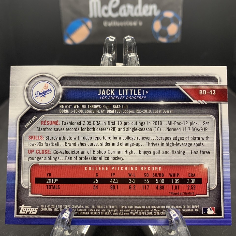 2019 Bowman Draft Jack Little #BD-43 Los Angeles Dodgers | eBay