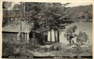 RPPC; Haugen WI Cabin Scene at Kegema Lake 250, Barron County Posted ...