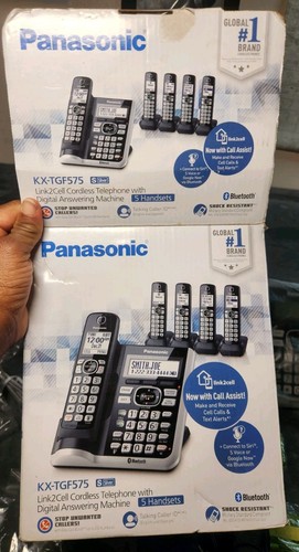 Panasonic Cordless Phones 5 Handsets Link2Cell Bluetooth Caller ID New ...
