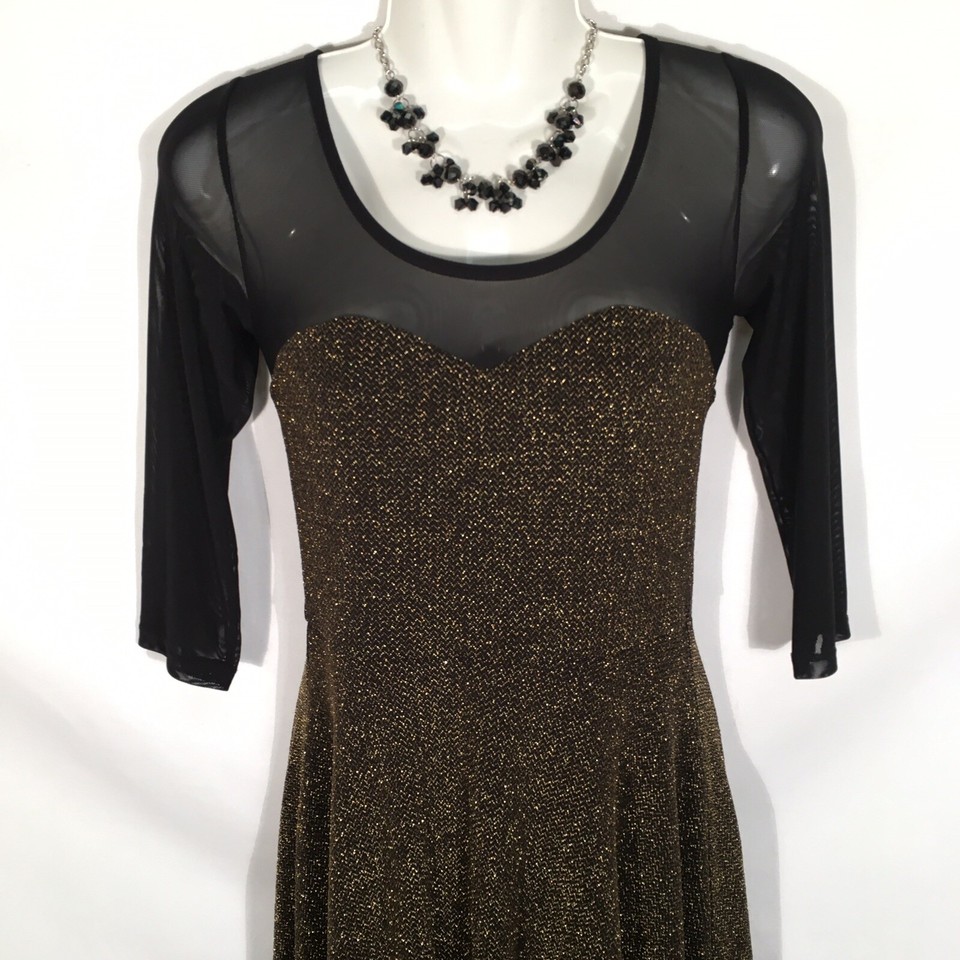 Material Girl Dress Black Gold Womens Size Medium Excellent Condition ...
