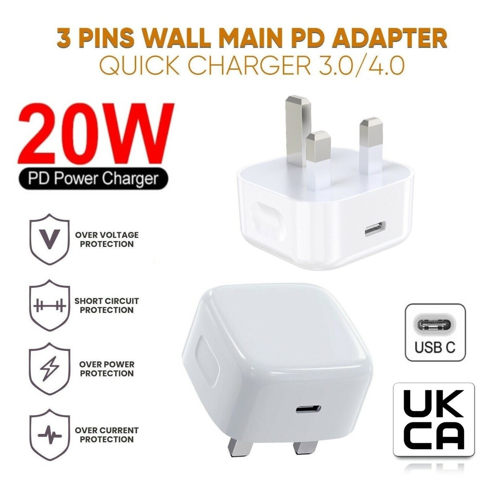 USB C Plug Adapter Fast Charging Charger Socket Type C For Apple ...