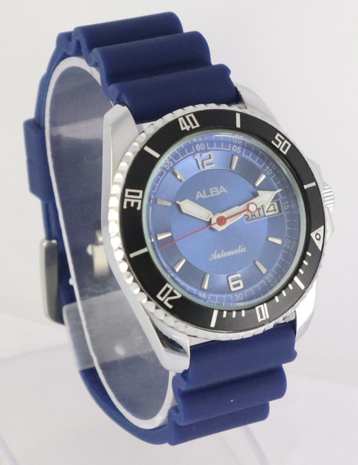 ALBA Diver Automatic Men Rotating Bezel Blue Dial Wristwatch Blue ...