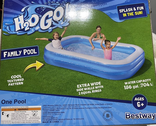 Bestway H2OGO Rectangular Inflatable 8ft 7in x 69in x 18in Family Pool ...