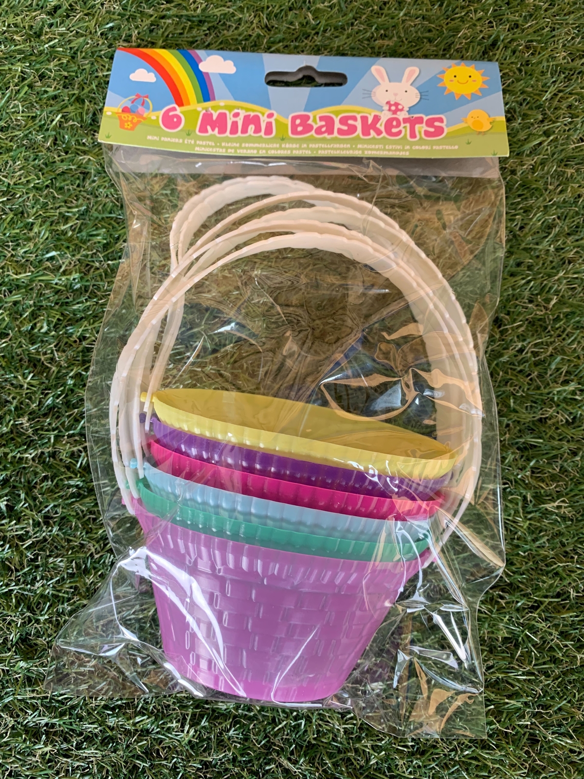 Pack of 6 Mini Easter Egg Hunt Baskets With Handles 4" Plastic Bucket ...