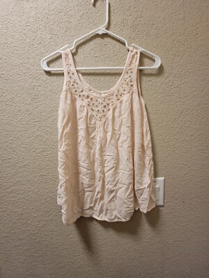 Mudd Soft Pink Tank With Detail Around Neck Size XS | eBay