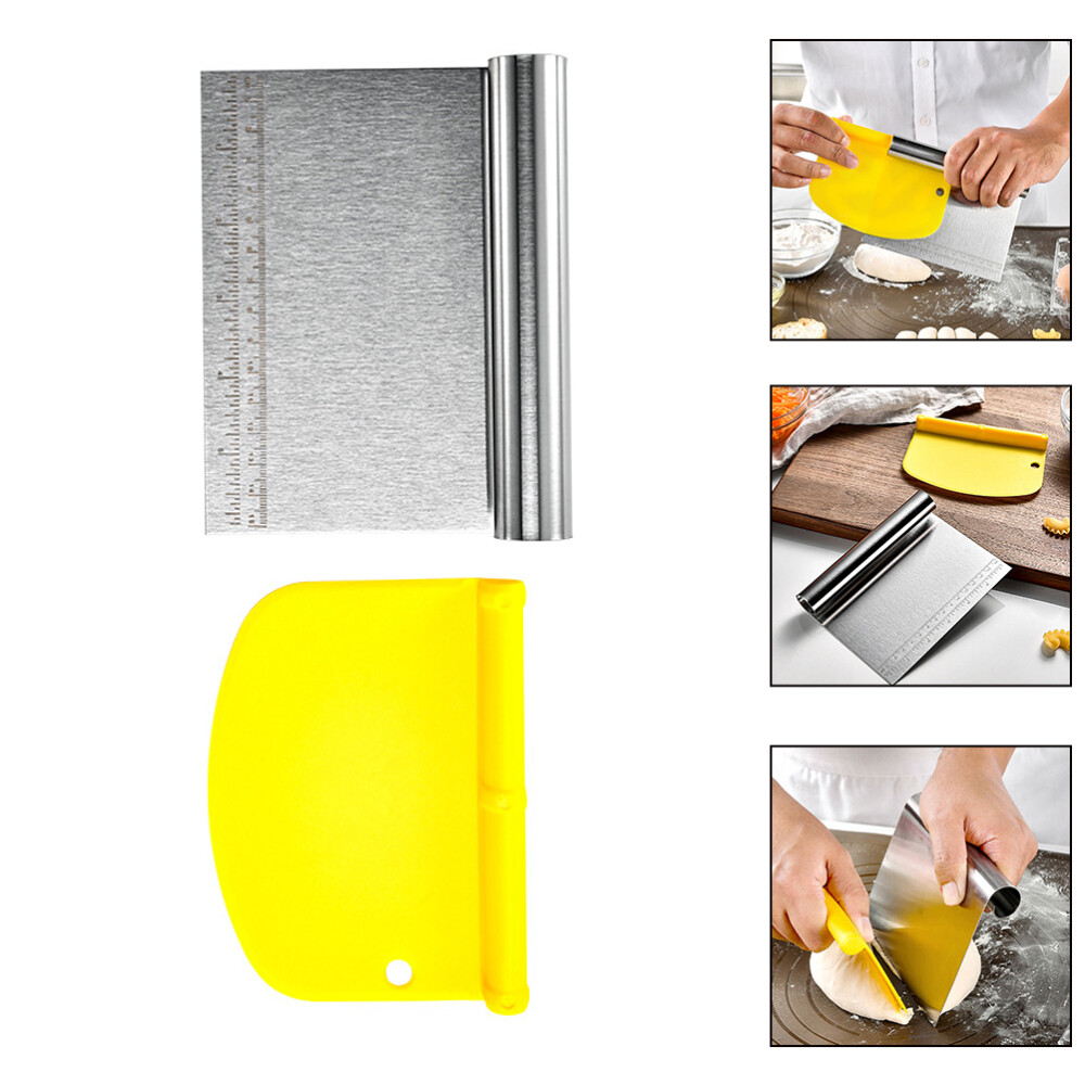 Stainless Steel Baking Scraper & Dough Cutter Set - Kitchen & Bakery ...