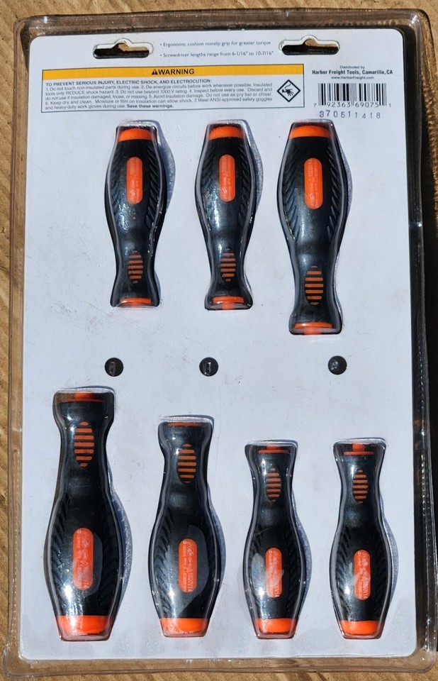 7 Piece Color Coded Electrician's 1000V Insulated Screwdriver Set GS ...