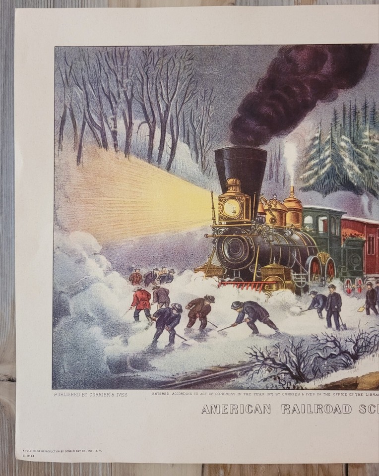 Vtg Currier & Ives Print "American Railroad Scene" 14" x 11" Donald Art ...