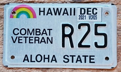 Rare - Hawaii Motorcycle License Plate - Combat Veteran - CB R25 ...