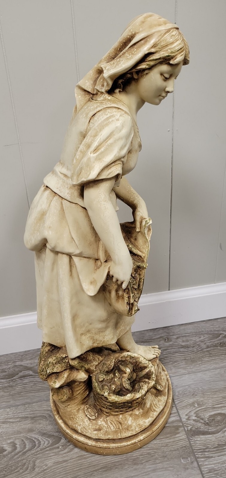 RARE L GREGOIRE MARWAL Chalkware Statue Maiden Woman with Fish LARGE | eBay