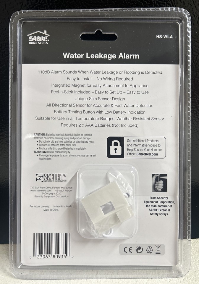 Sabre HS-WLA Wired Water Leak Flood Alarm Sensor 23063809359| eBay