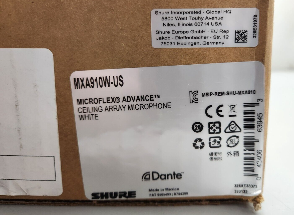 SHURE MXA910W-US - 24" Microflex Advance MXA910 Ceiling Array ...