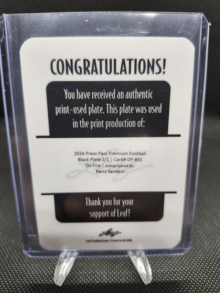 2024 Barry Sanders Press Pass/Premium Black Plate 1/1 AUTO | eBay