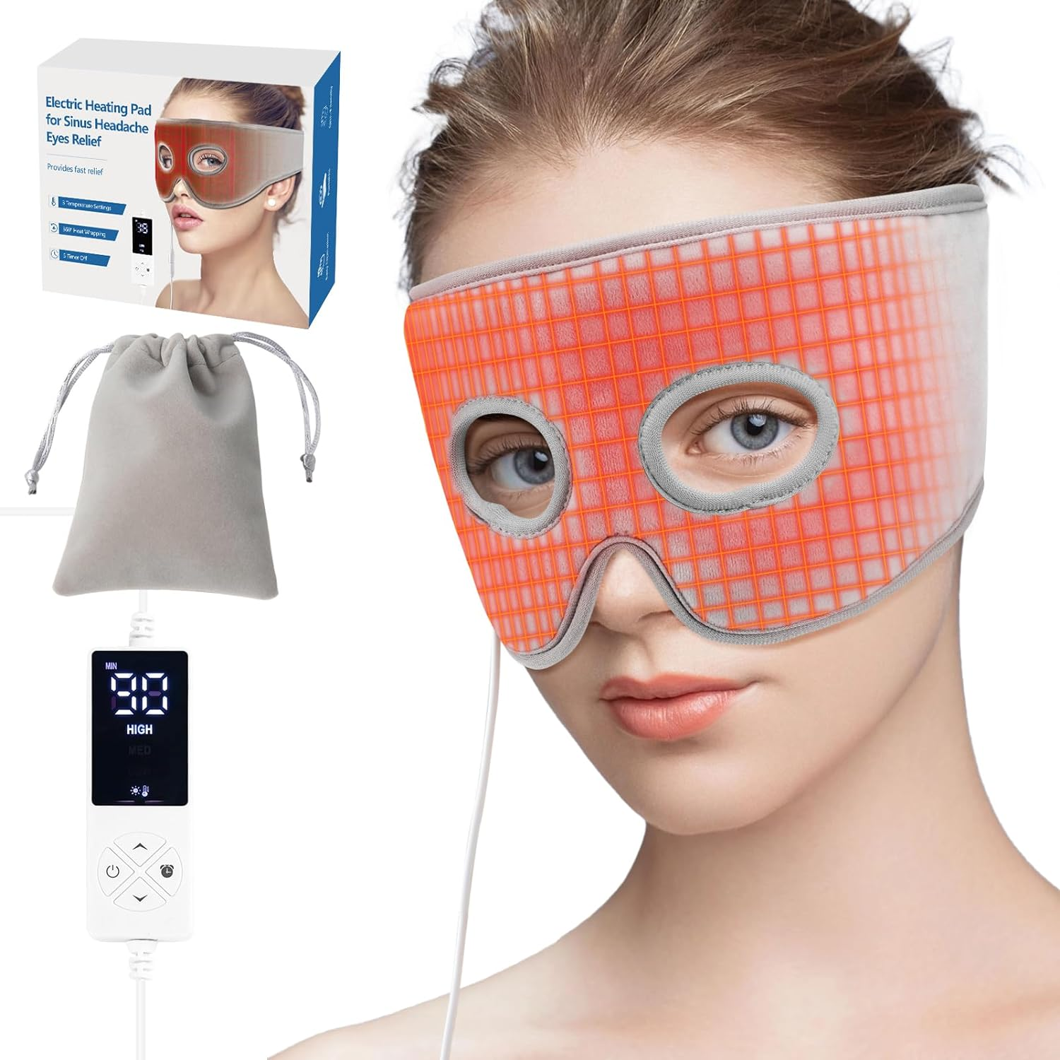 Heated Sinus Mask - Moist Heat Sinus R-E-L-I-E-F Mask with 3 Heat ...