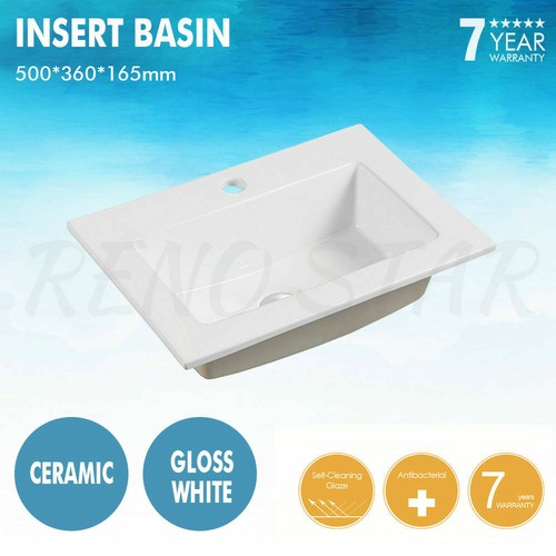 500*360*165mm Insert Drop In Basin Gloss White Ceramic for Vanity ...