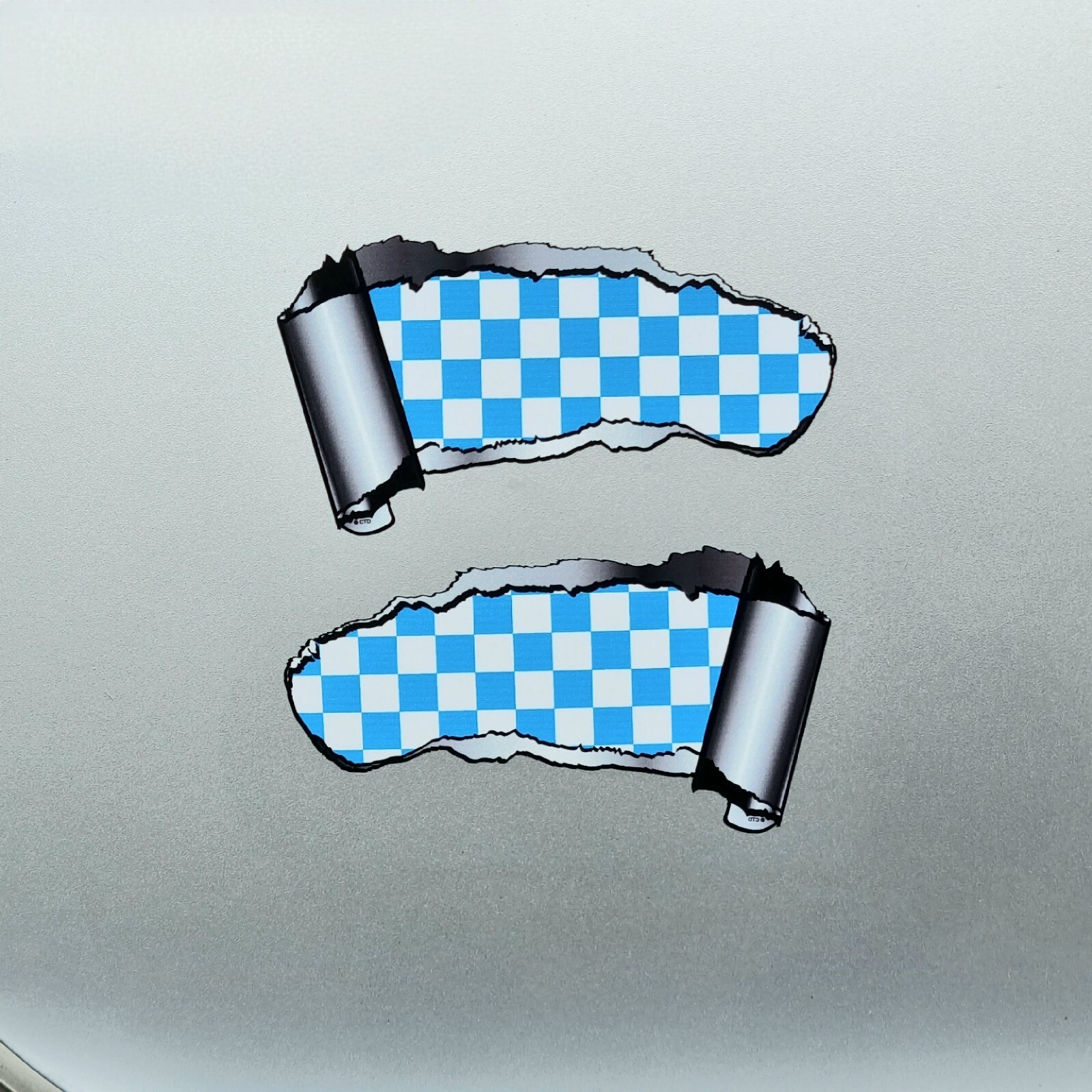 2x Blue & White Chequered Flag Ripped Metal Slash Vinyl Sticker For Car ...