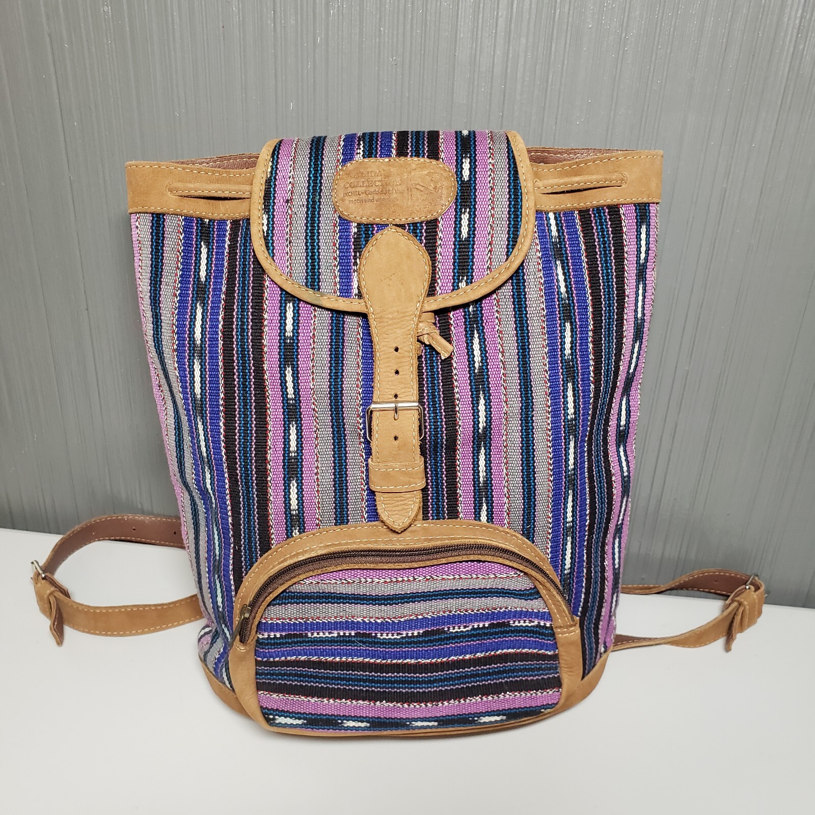 Alida Collection, Woven & Suede Backpack, Purple, Bl… - Gem