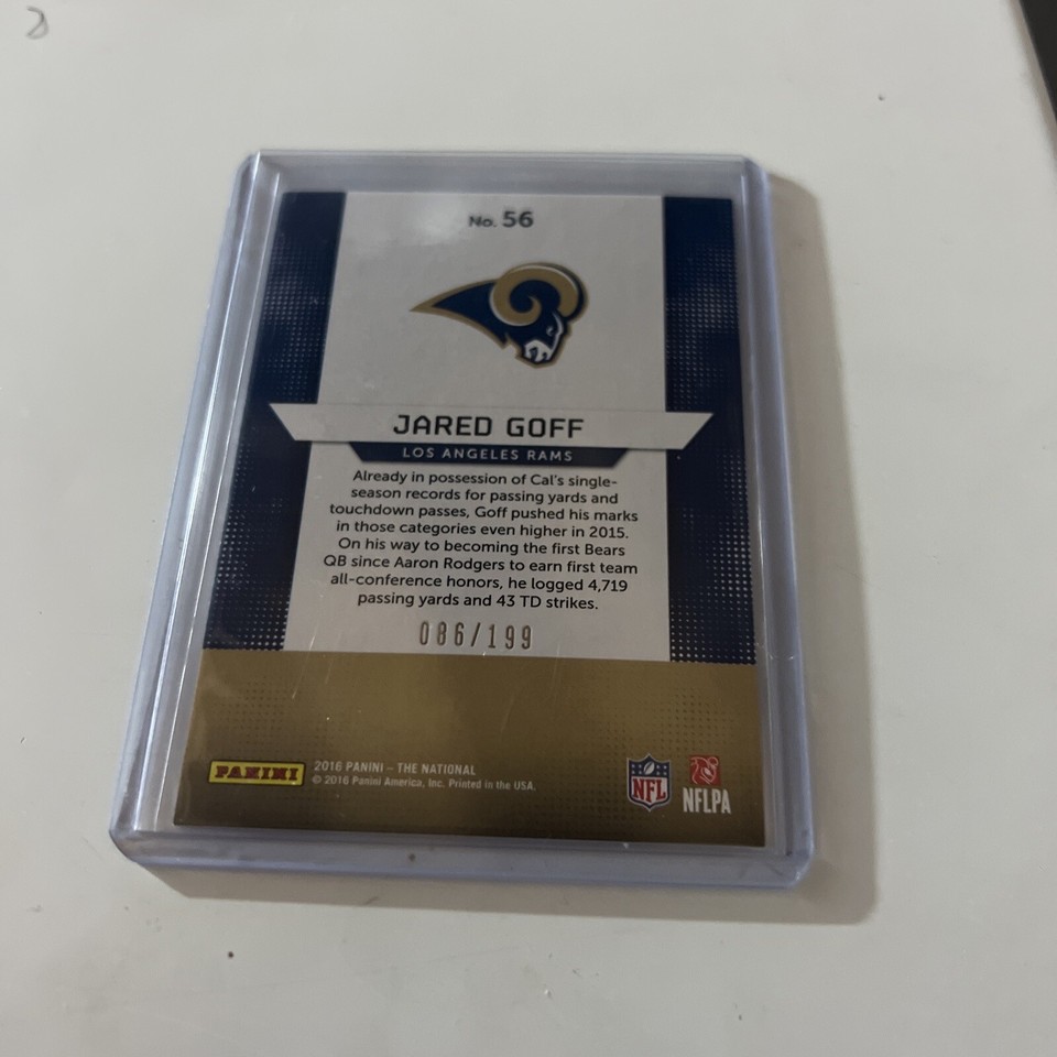 Jared Goff 2016 Panini National Convention Rookie Card #56 numbered ...