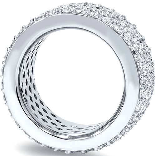 5Ct Pave Wide Diamond Eternity Anniversary Wedding Ring 14k White Gold ...