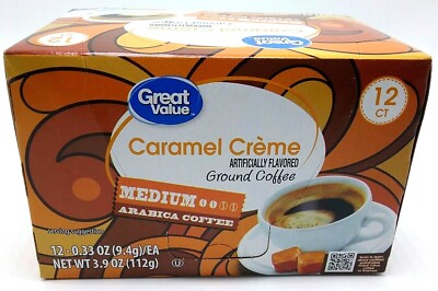 Great Value Arabica Caramel Creme Medium Roast Arabica Coffee Pods 12 ...