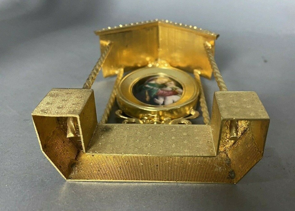 VINTAGE ANTIQUE PORCELAIN PORTRAIT PAINTING GILT FRAME RELIQUARY ICON ...