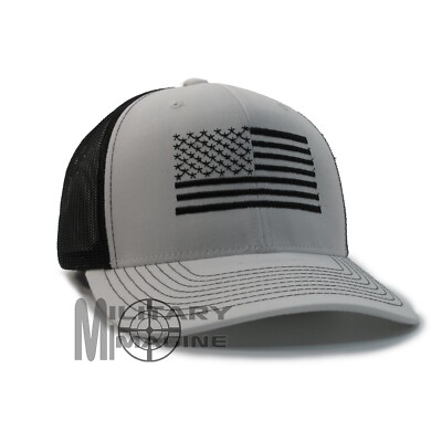 American Flag hat White / Black cap Trucker Mesh Tactical Operator ...