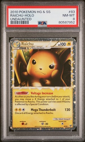 2010 POKEMON UNDAUNTED RAICHU PRIME #83 ULTRA RARE HOLO PSA 8 NM-MINT ...