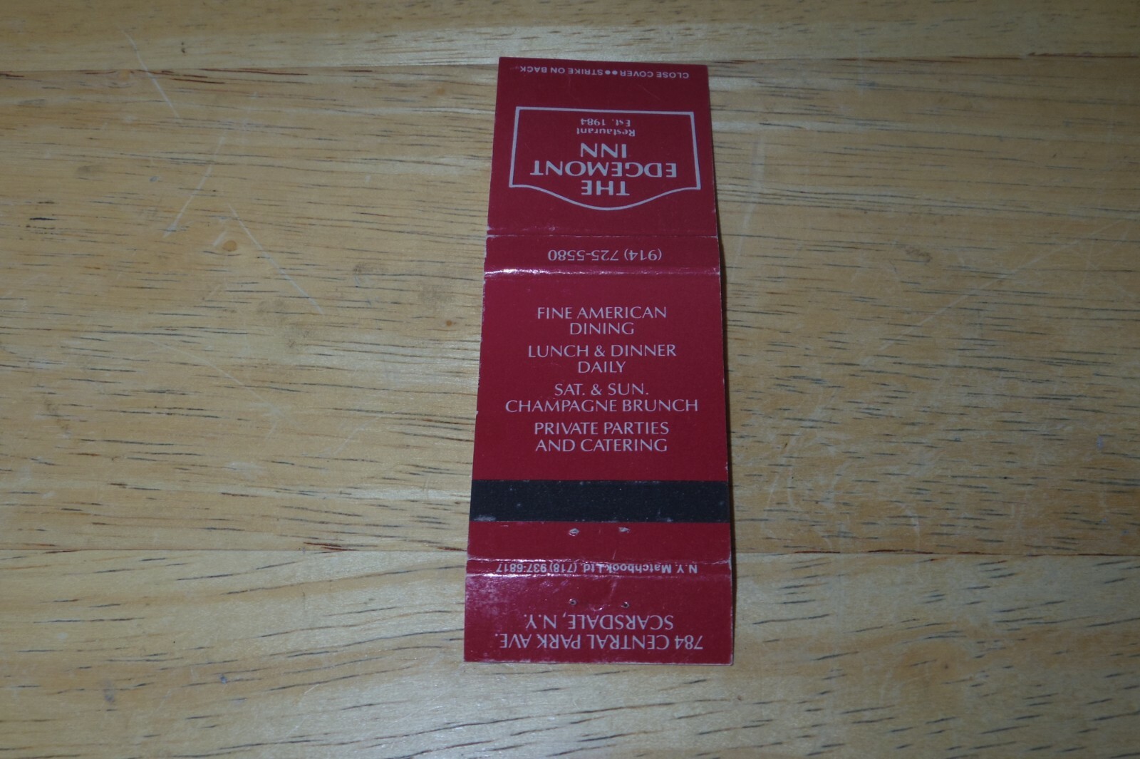 Vintage The Edgemont Inn Scarsdale New York Matchbook Cover Unstruck ...