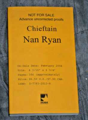 Chieftain by Nan Ryan (RARE ADVANCE COPY UNCORRECTED PROOF) 9780778320135| eBay