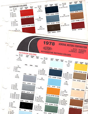 1978 CHEVROLET CORVETTE BUICK PONTIAC LE MANS OLDSMOBILE 78 PAINT CHIPS ...