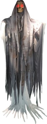 Giant 12 Foot Light-Up Skull Reaper Hanging Halloween Prop Decoration ...