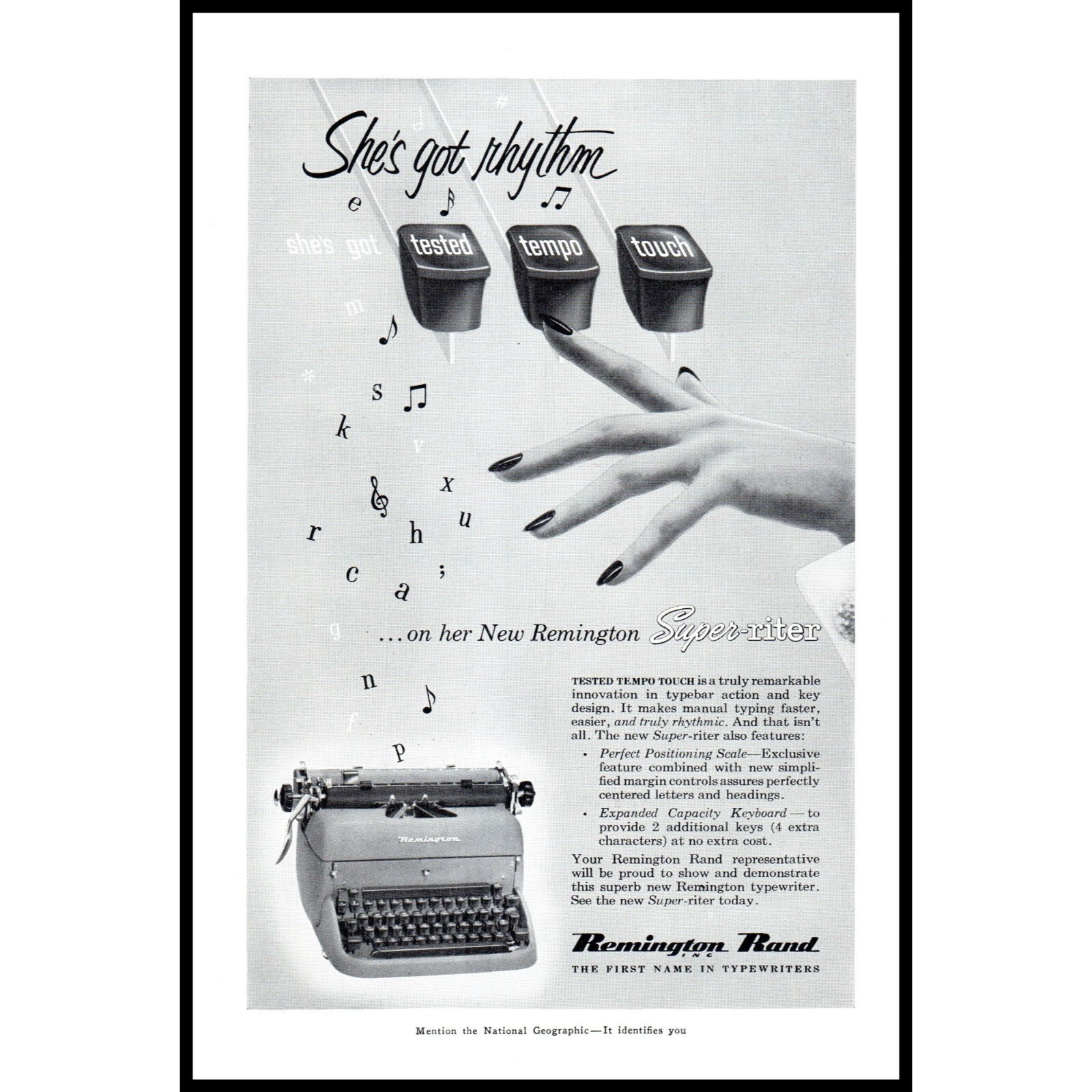 1953 Remington Rand Super-Writer Typewriter Vintage Print Ad Nail ...