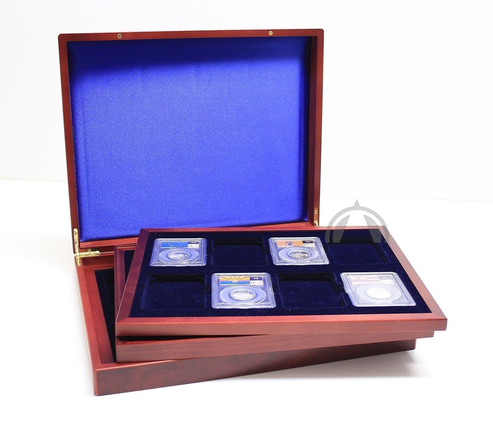 WOOD DISPLAY CASE w/3 Trays for PCGS, NGC, ANACS Holds up to 24 ...