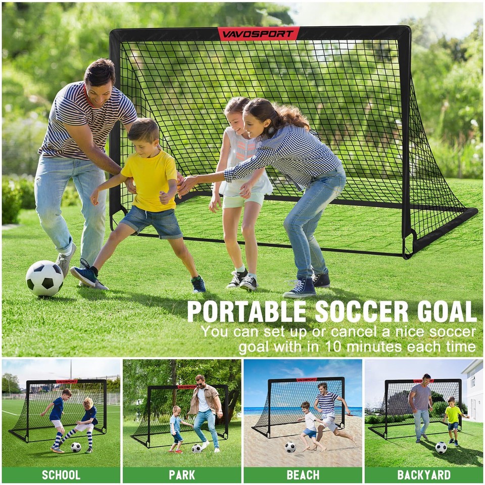 Kids Soccer Goals for Backyard Set - 2 of 6x4 ft Portable Soccer Goal ...