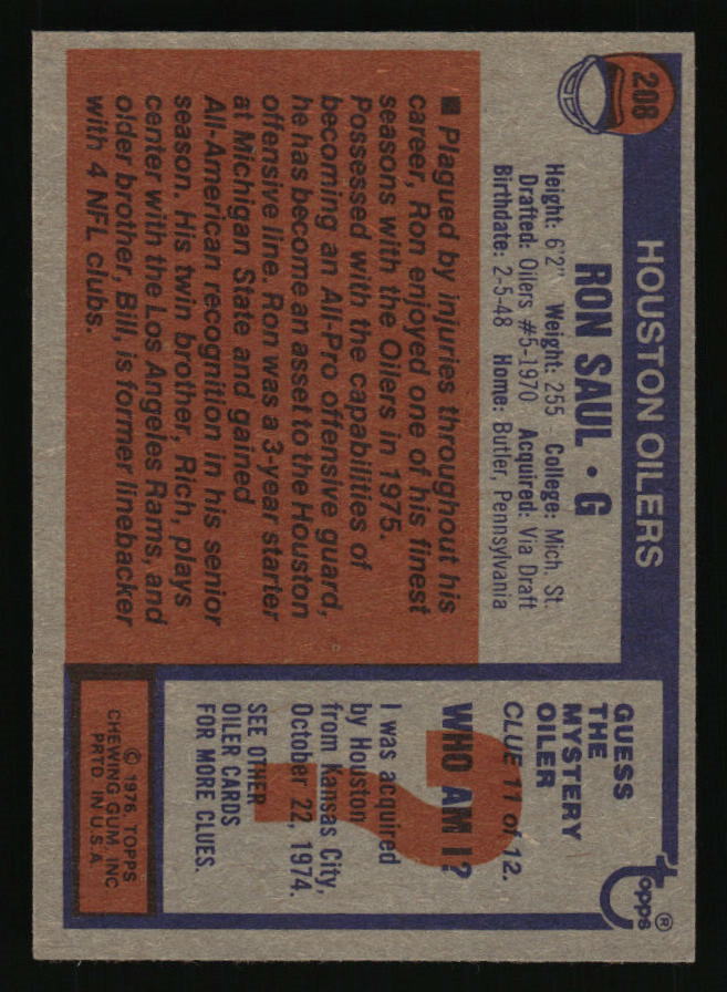 1976 Topps #208 Ron Saul | eBay