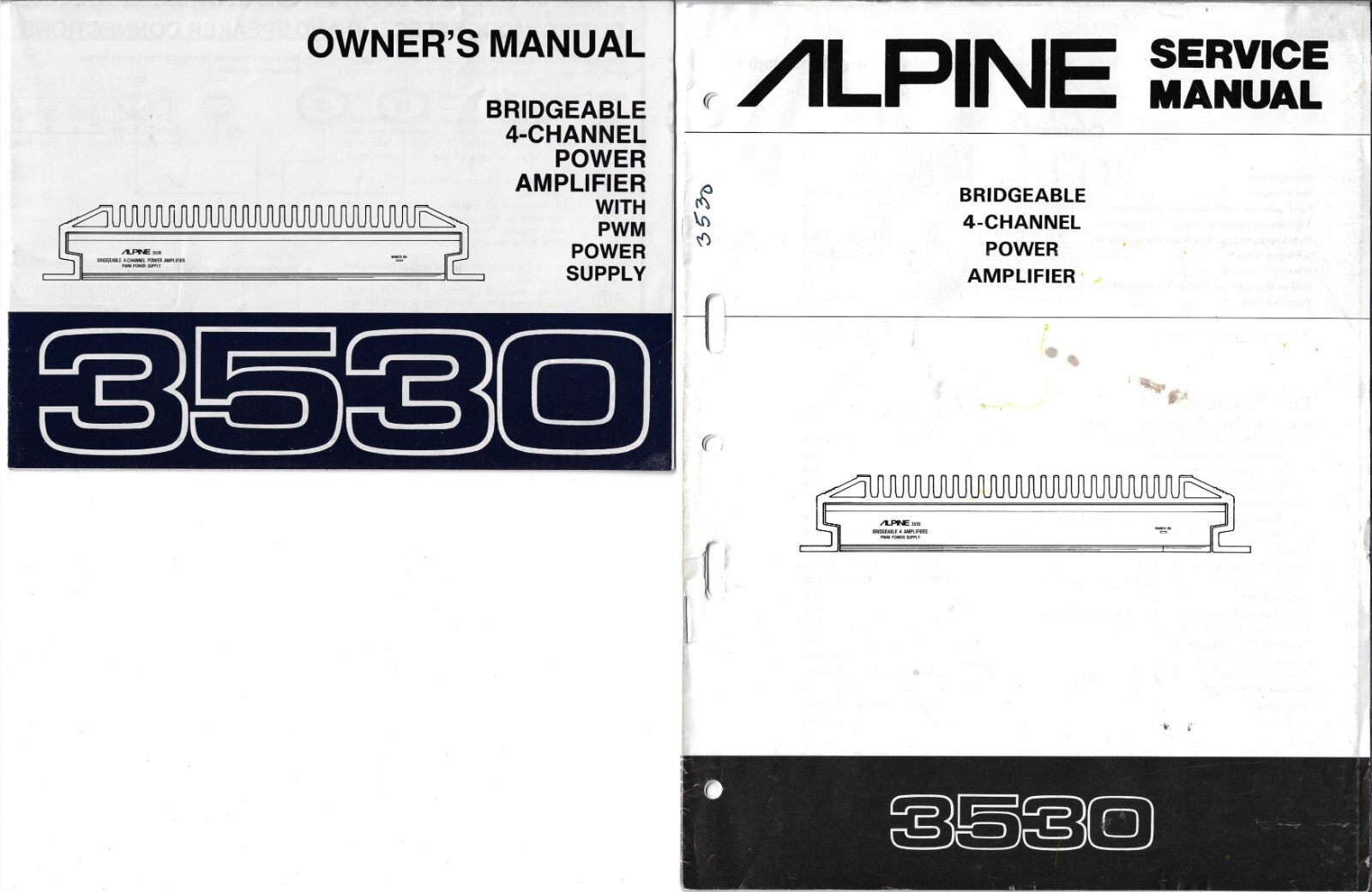 ALPINE 3530 BRIDGEABLE 4-CHANNEL POWER AMPLIFIER, SERVICE & OWNERS ...