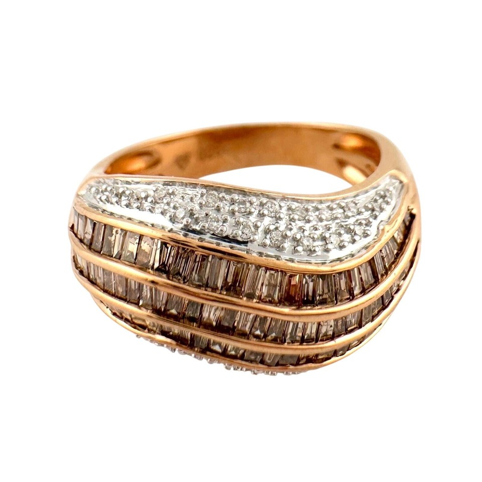 Beautiful 1.00 Carat Chocolate Diamond Baguette Tidal Wave Ring SIze 8 | eBay