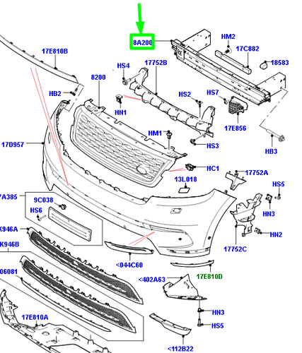 LAND ROVER RANGE ROVER VELAR L560 Front Reinforcement Bar LR123919 NEW ...