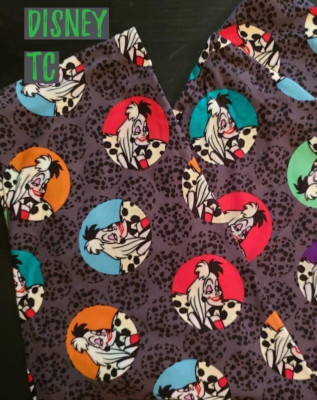 NWT LuLaRoe Disney TC CRUELLA 101 Dalmatians VILLAIN Dark GREY Leggings ...