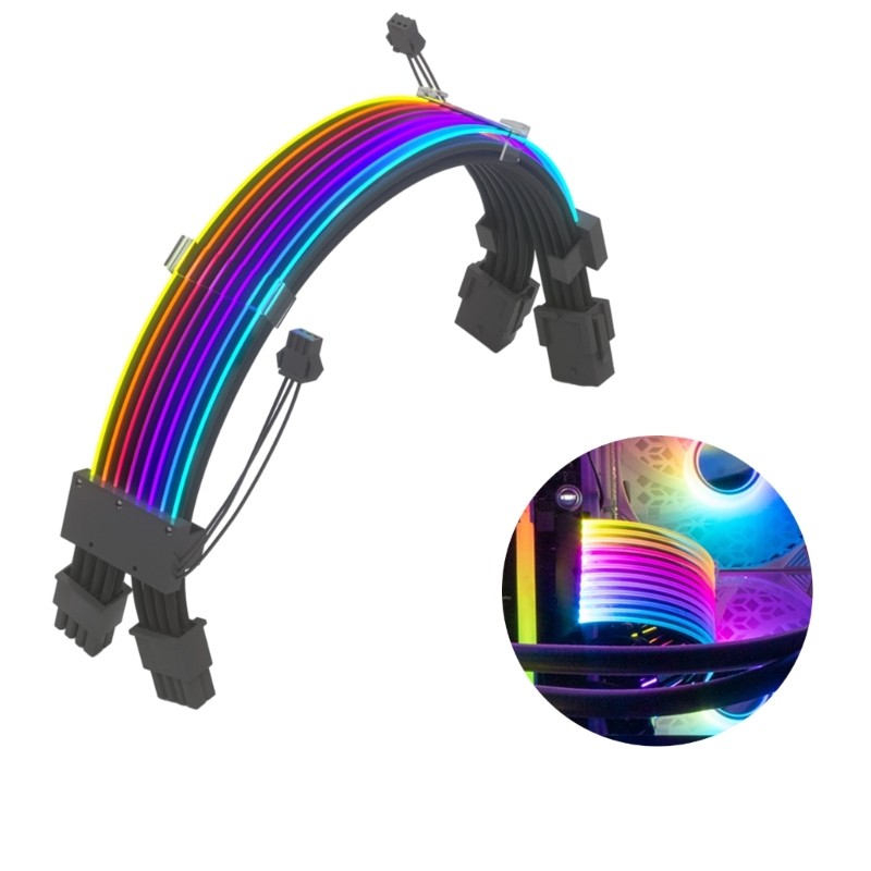 ARGB Extension Power Supply Sleeved Cable Double 8PinATX for Cable ...