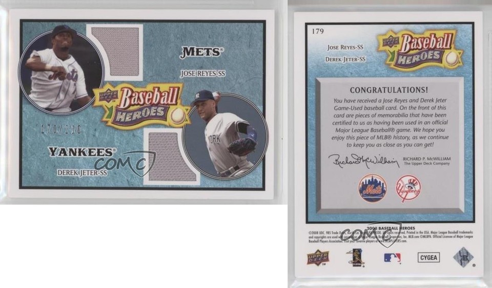 2008 Baseball Heroes Light Blue Memorabilia /200 Derek Jeter Jose Reyes ...